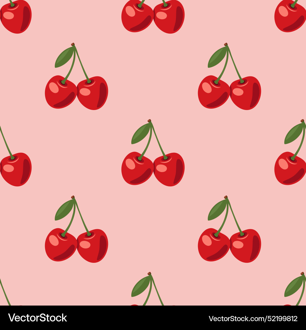 Seamless pattern with adorable cherry Royalty Free Vector