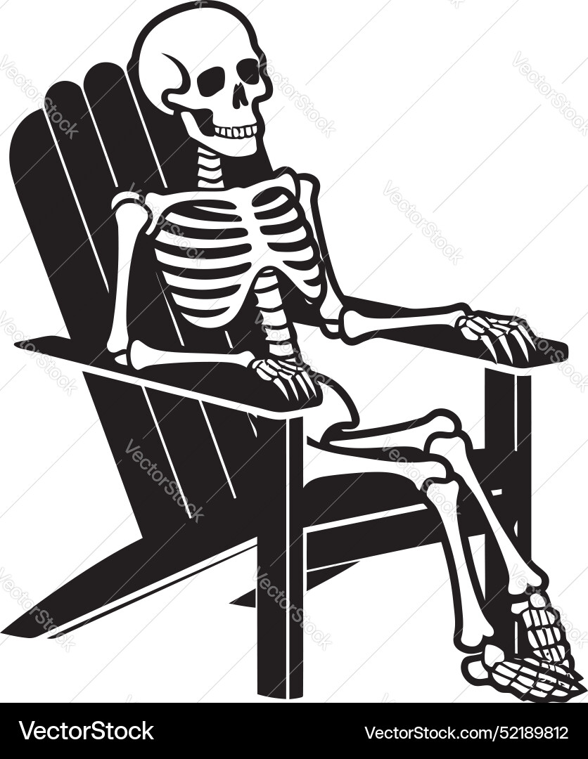 Shoreline skeleton on beach chair black Royalty Free Vector