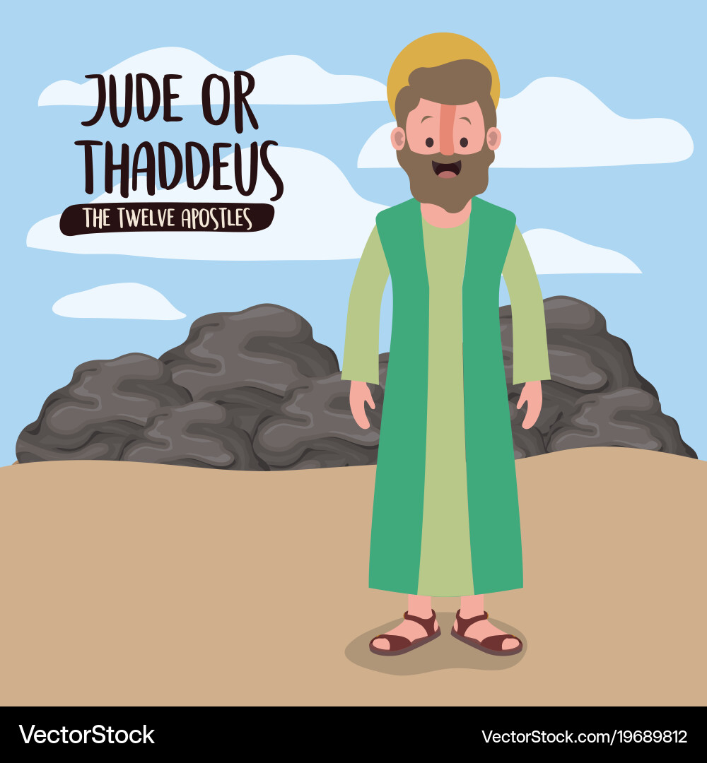 Twelve apostles poster with thaddeus in scene Vector Image