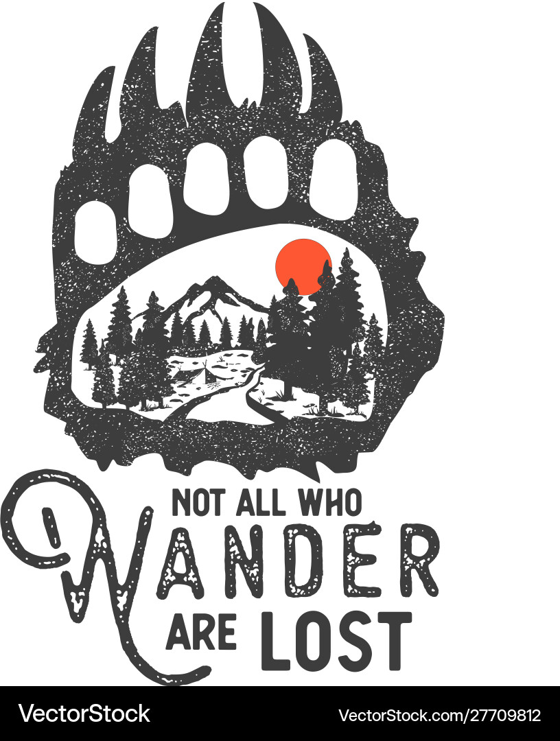 Wilderness hand drawn with image Royalty Free Vector Image