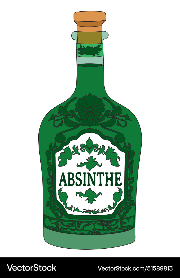 Bottle of absinthe isolated Royalty Free Vector Image