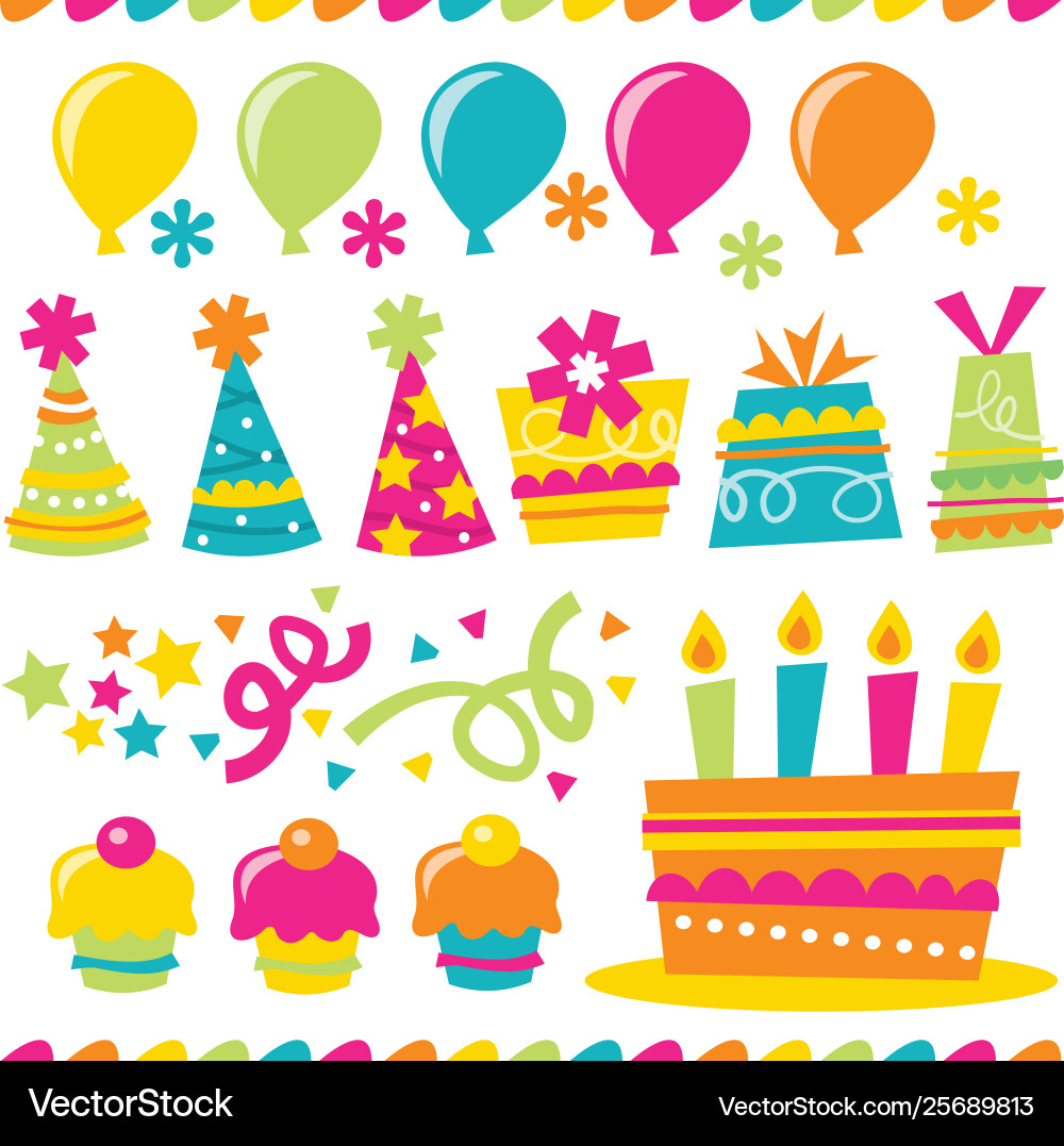 Lets party clip art collection Royalty Free Vector Image