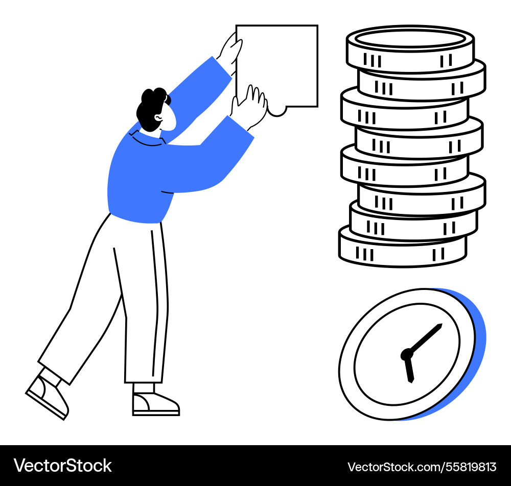 Person organizing tasks clock symbolizing time Vector Image