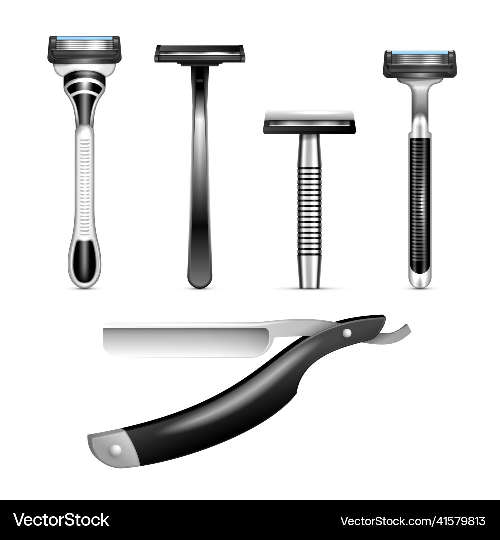 Realistic male razor set Royalty Free Vector Image