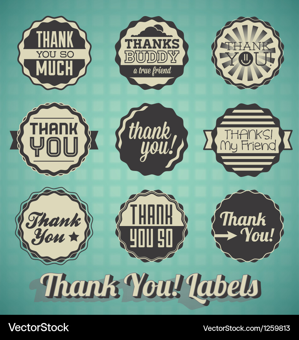 Retro Thank You Labels & Icons Royalty Free Vector Image
