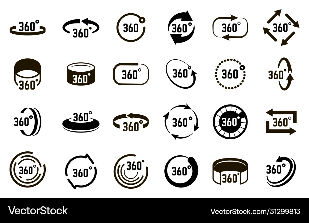 Symbol 360 degrees angle degree circle signs Vector Image