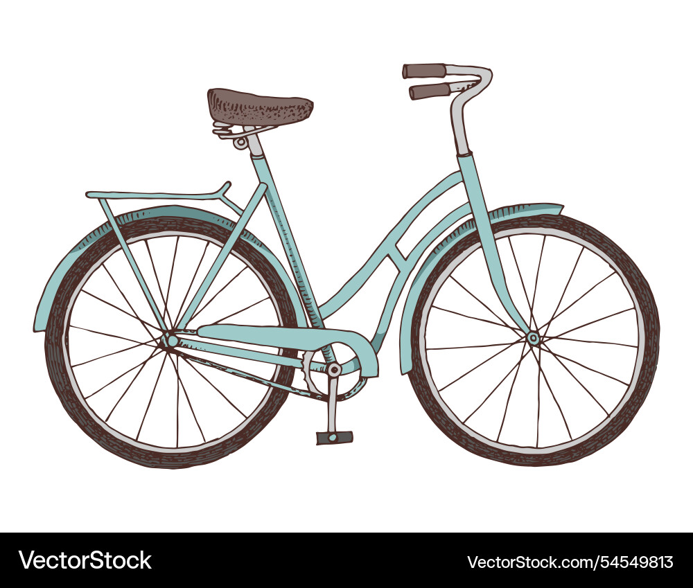 Vintage hand drawn bicycle Royalty Free Vector Image