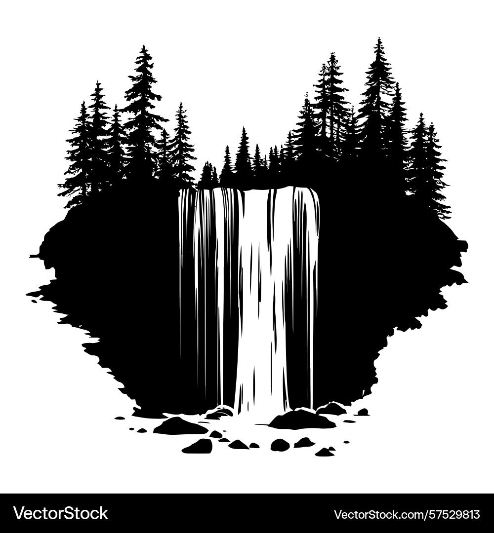 Waterfall minimalist silhouette design Royalty Free Vector