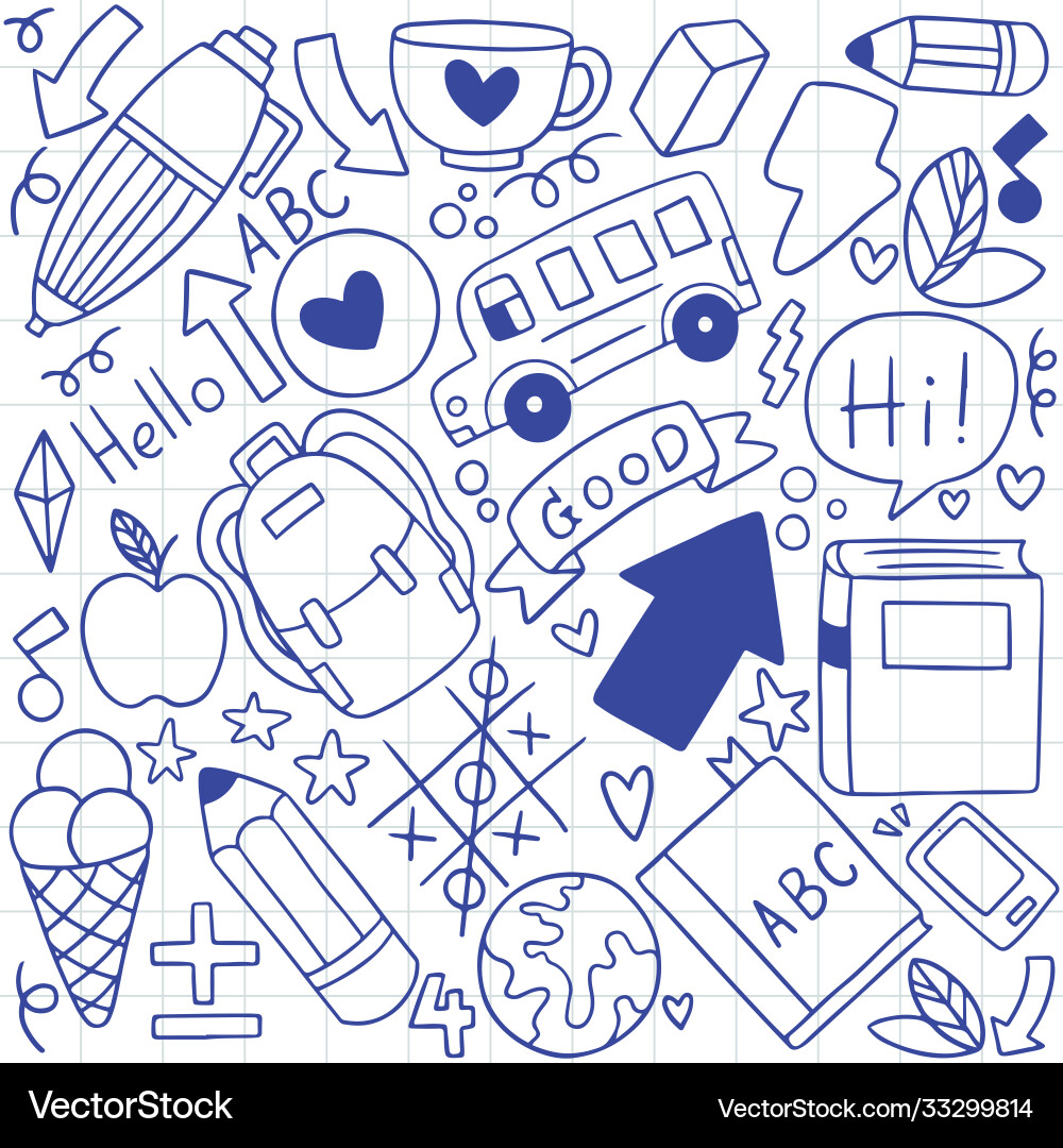 01-09-003 hand drawn set school icons Royalty Free Vector