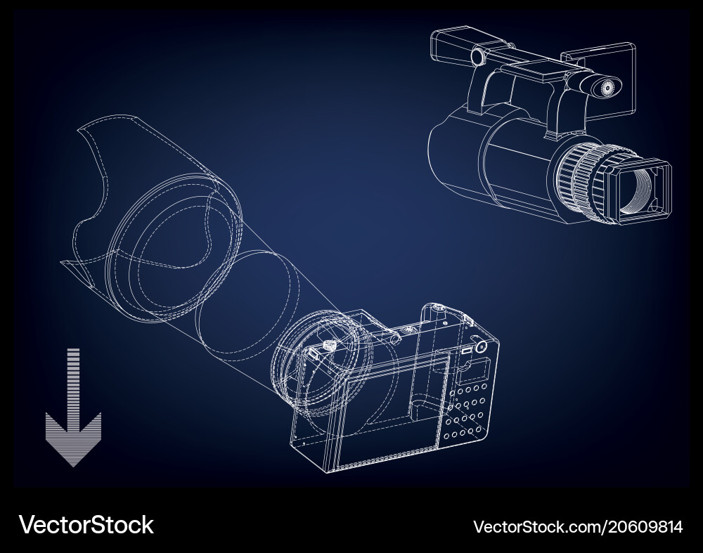 Camera on blue Royalty Free Vector Image - VectorStock