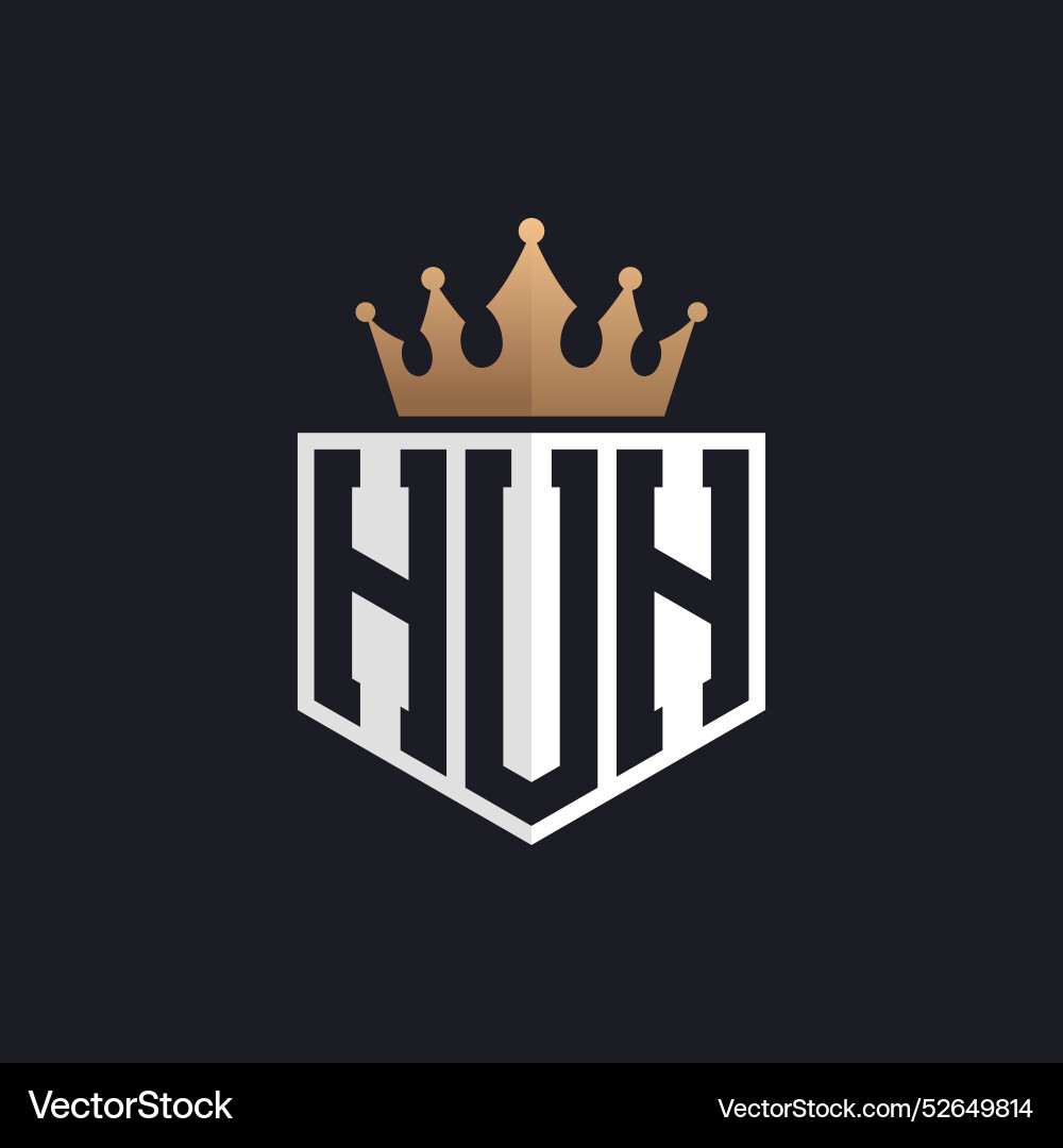 Luxury huh logo with crown elegant initials Vector Image