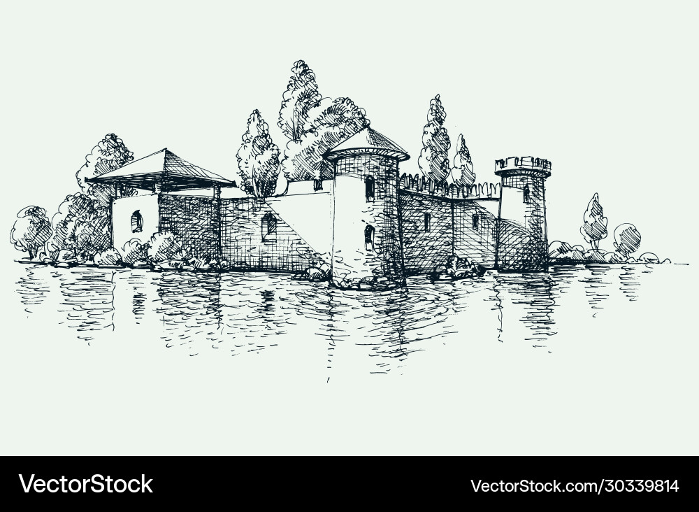 Medieval Castle Sketch Royalty Free Vector Image
