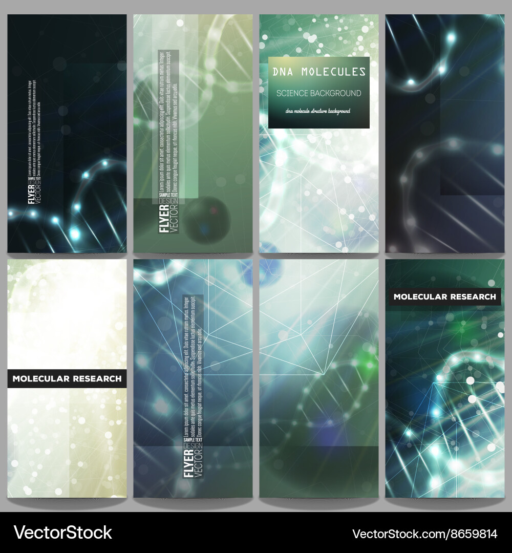 Set of modern flyers dna molecule structure Vector Image