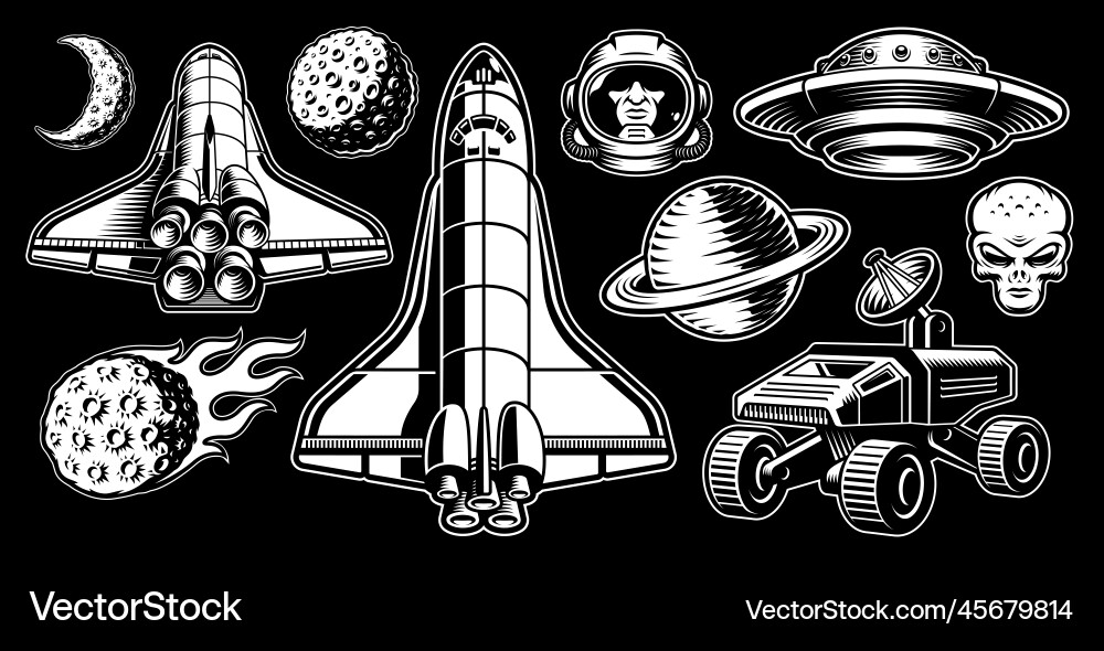Set of space Royalty Free Vector Image - VectorStock