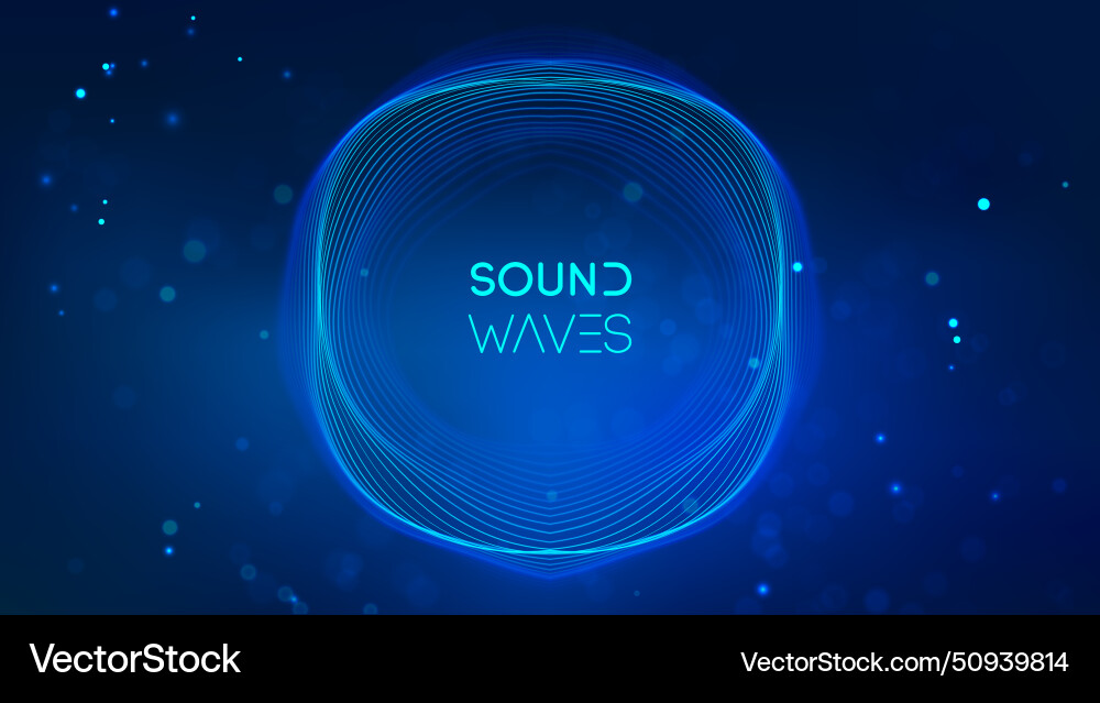 Sound wave circle visualization on blue background