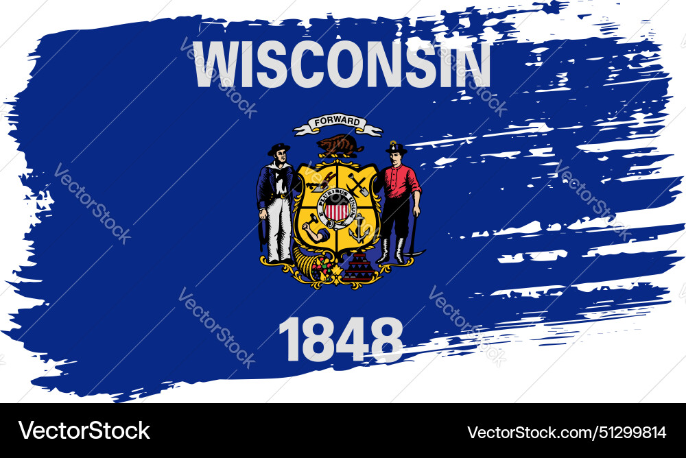 Wisconsin us flag wide brush stroke Royalty Free Vector