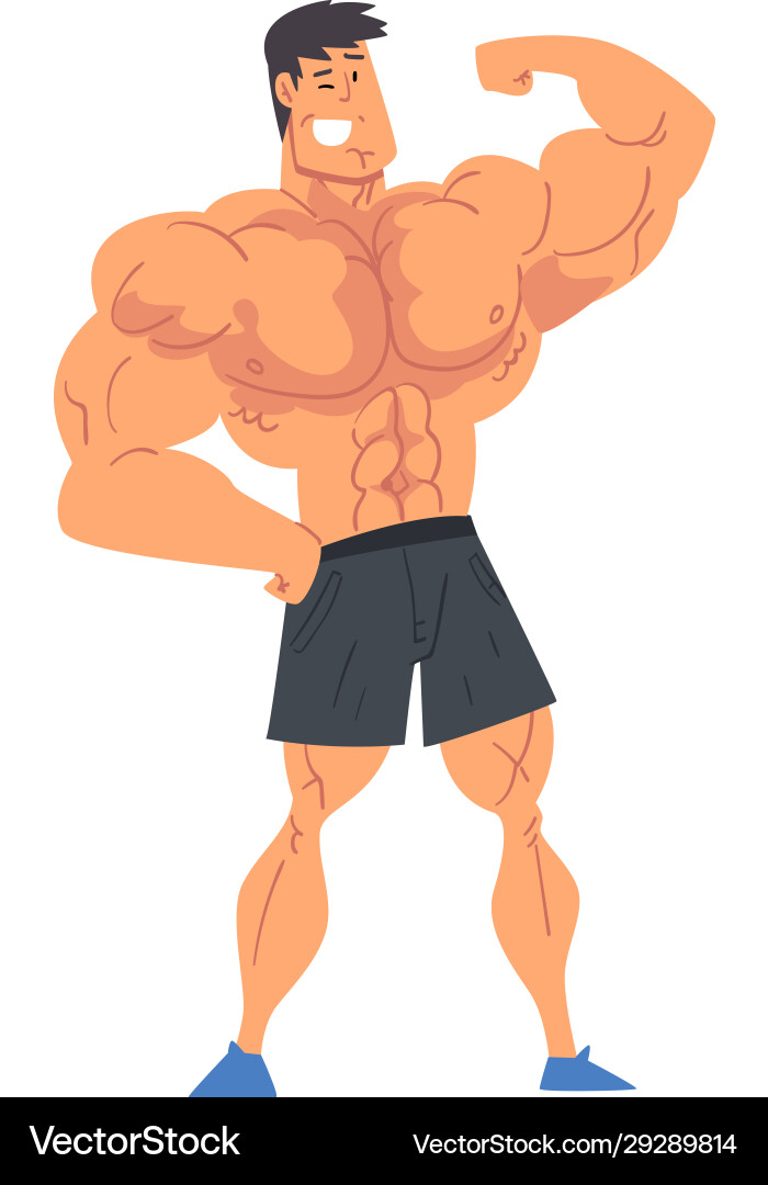 Young muscular shirtless man strong bodybuilder Vector Image
