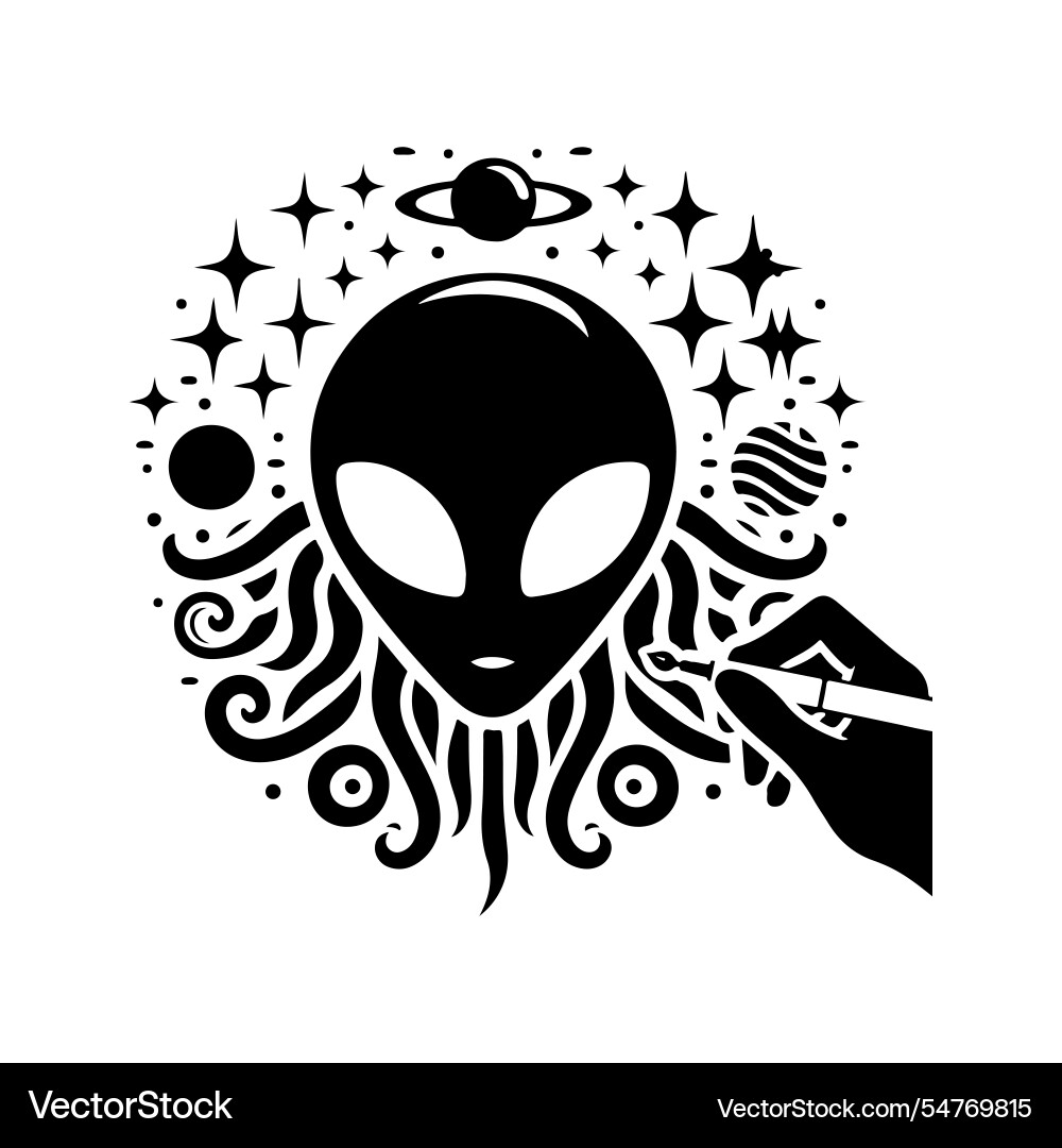 Alien silhouette art for posters t-shirts Vector Image