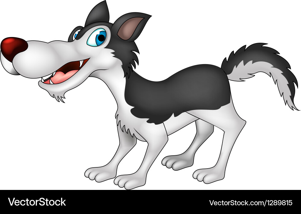 Cute wolf cartoon Royalty Free Vector Image - VectorStock