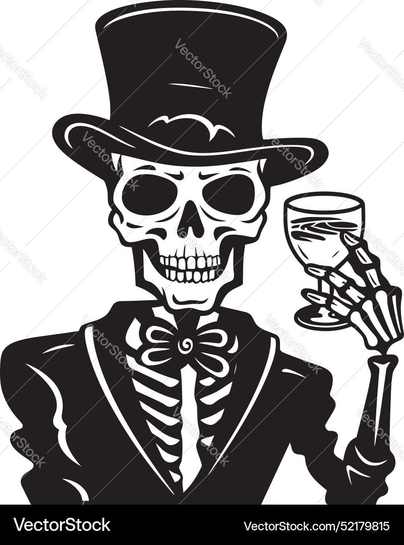 Intoxicate your brand with drunken skeleton logo Vector Image