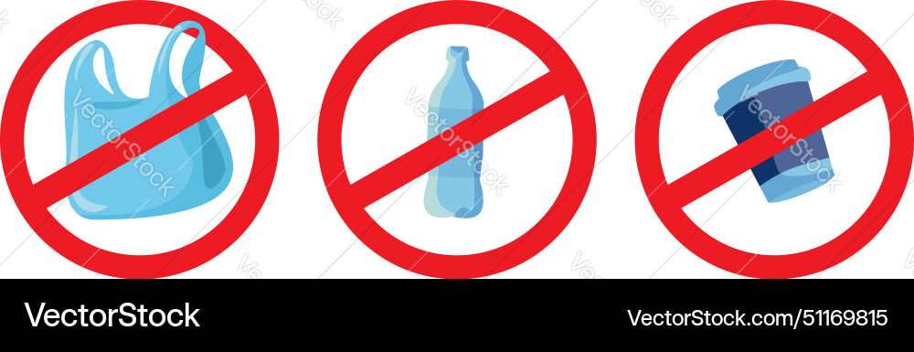 No to plastic pollution sign caroon icon Vector Image