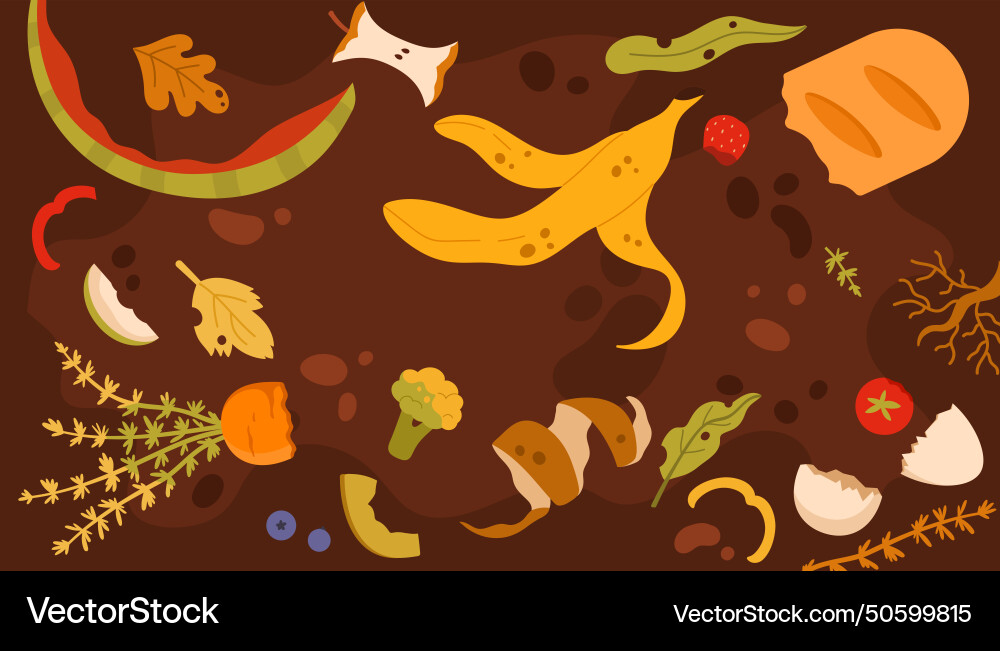 Soil with biodegradable organic waste for compost Vector Image