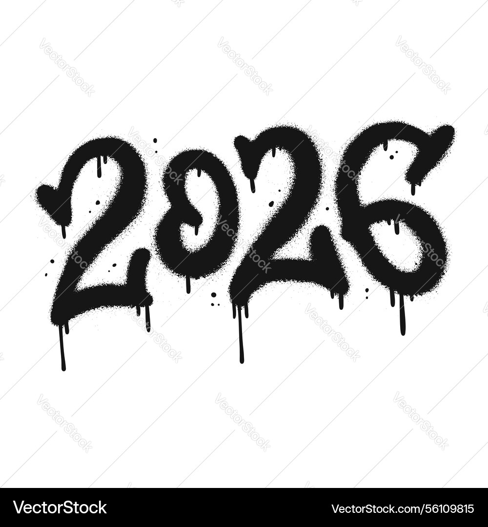 Sprayed 2026 tag font urban graffiti Royalty Free Vector