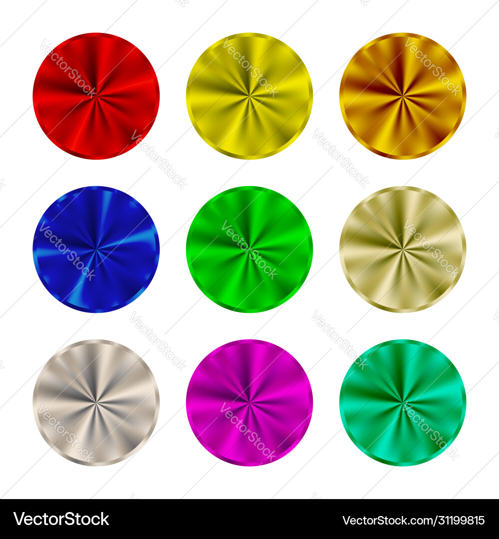 Steel round buttons set template a blank Vector Image
