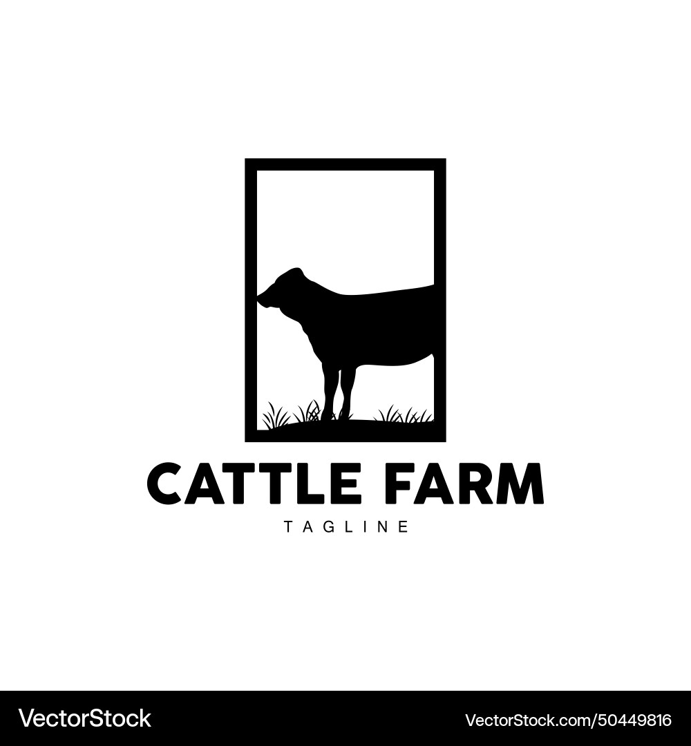 Cow logo cattle farm silhouette simple Royalty Free Vector