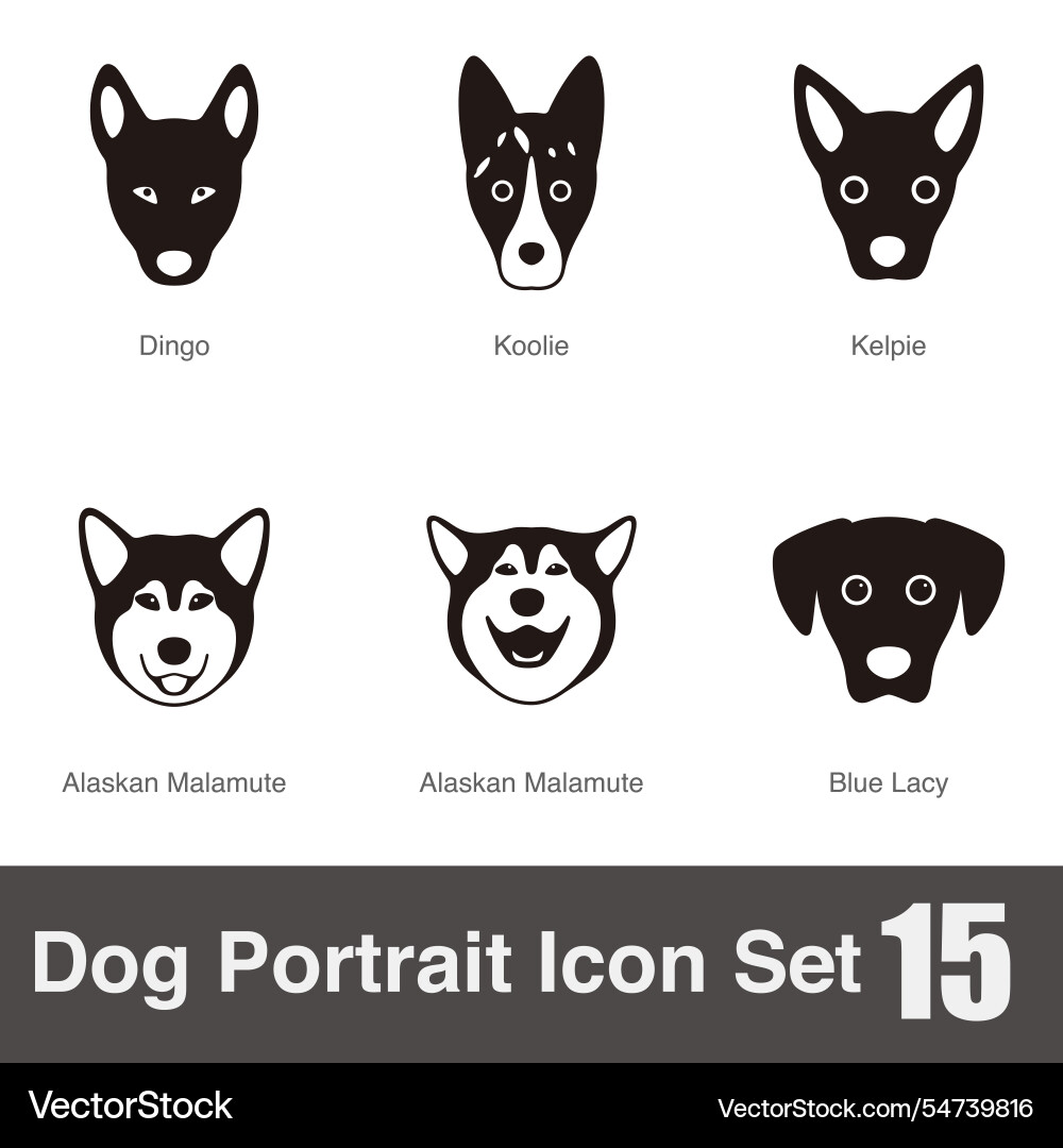 Dog face portrait icon set Royalty Free Vector Image