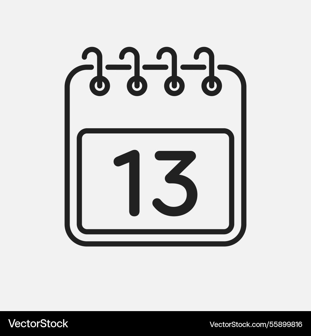 Icon page calendar - day 13 Royalty Free Vector Image
