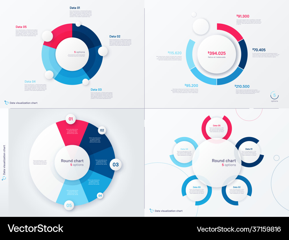 Infographic round chart templates five Royalty Free Vector
