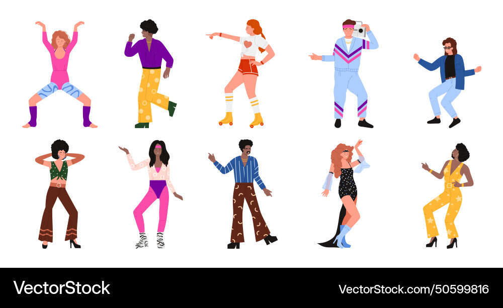 People dance on disco party set characters Vector Image
