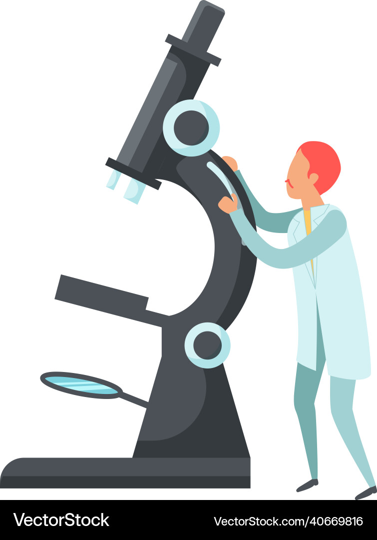 Scientist and microscope composition Royalty Free Vector