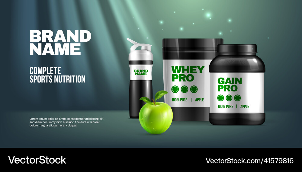 Sports nutrition poster Royalty Free Vector Image