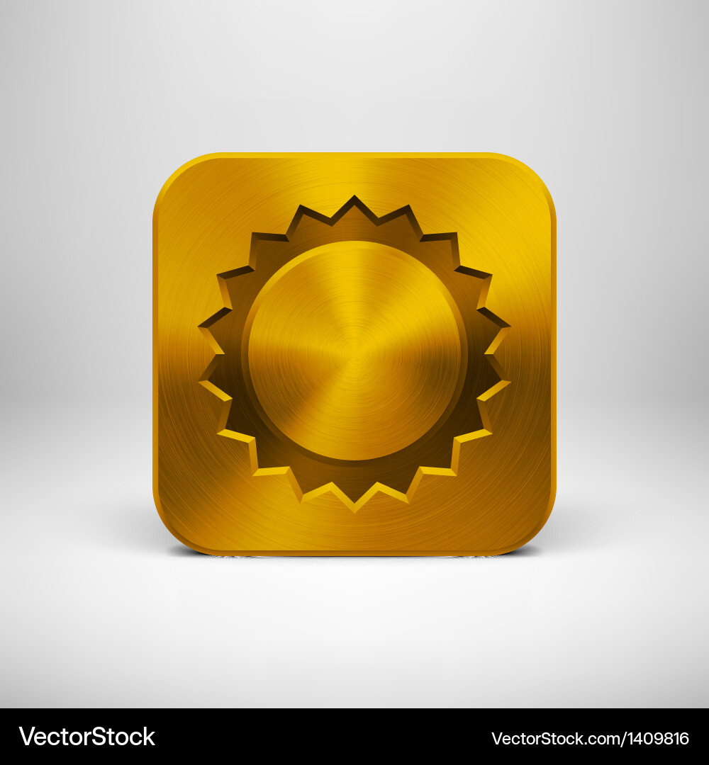 Technology app icon with gold metal texture Vector Image