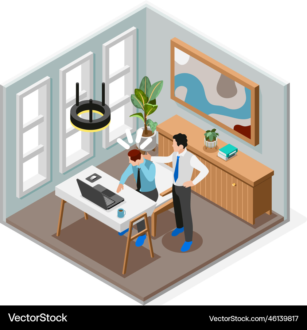 Bad boss isometric and isolated composition Vector Image