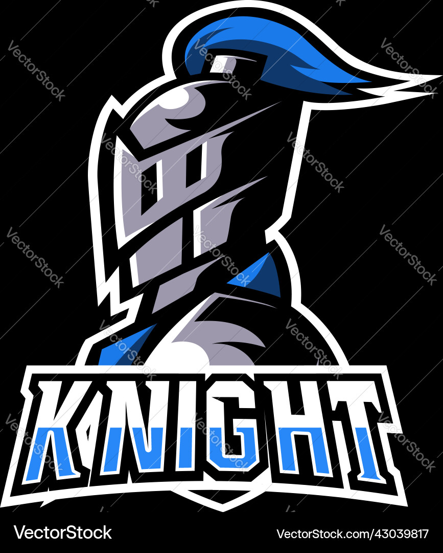 Blue knight sport esport logo design template Vector Image
