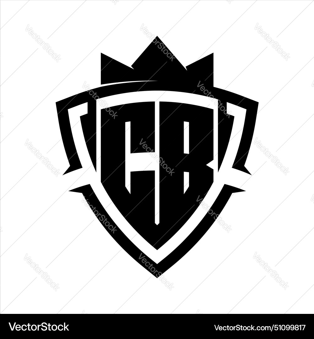 Cb letter bold monogram triangle curve shield Vector Image