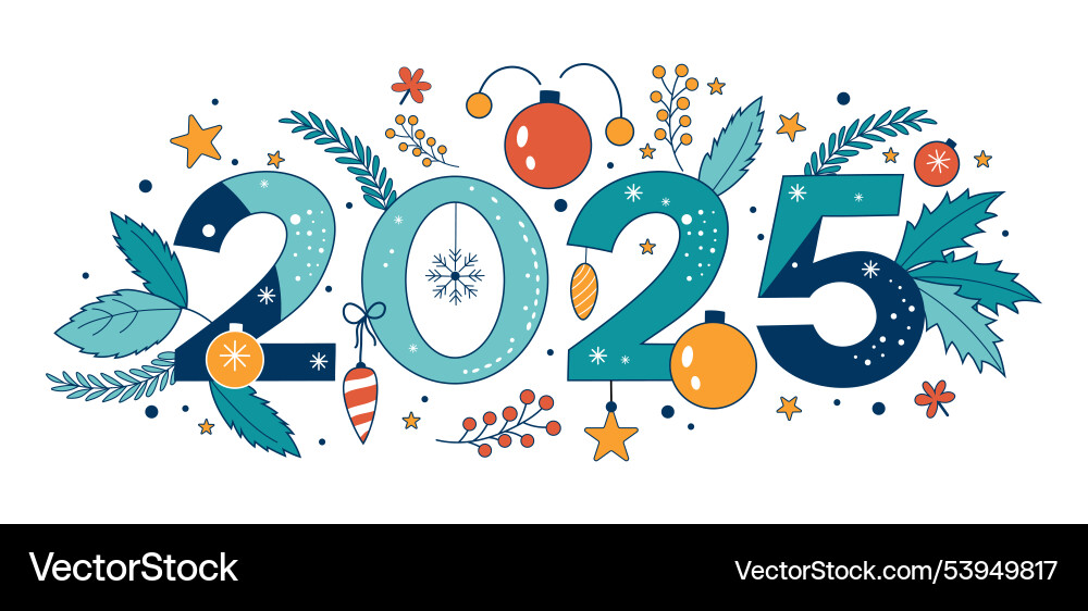 Colourful doodle christmas banner 2025 Royalty Free Vector