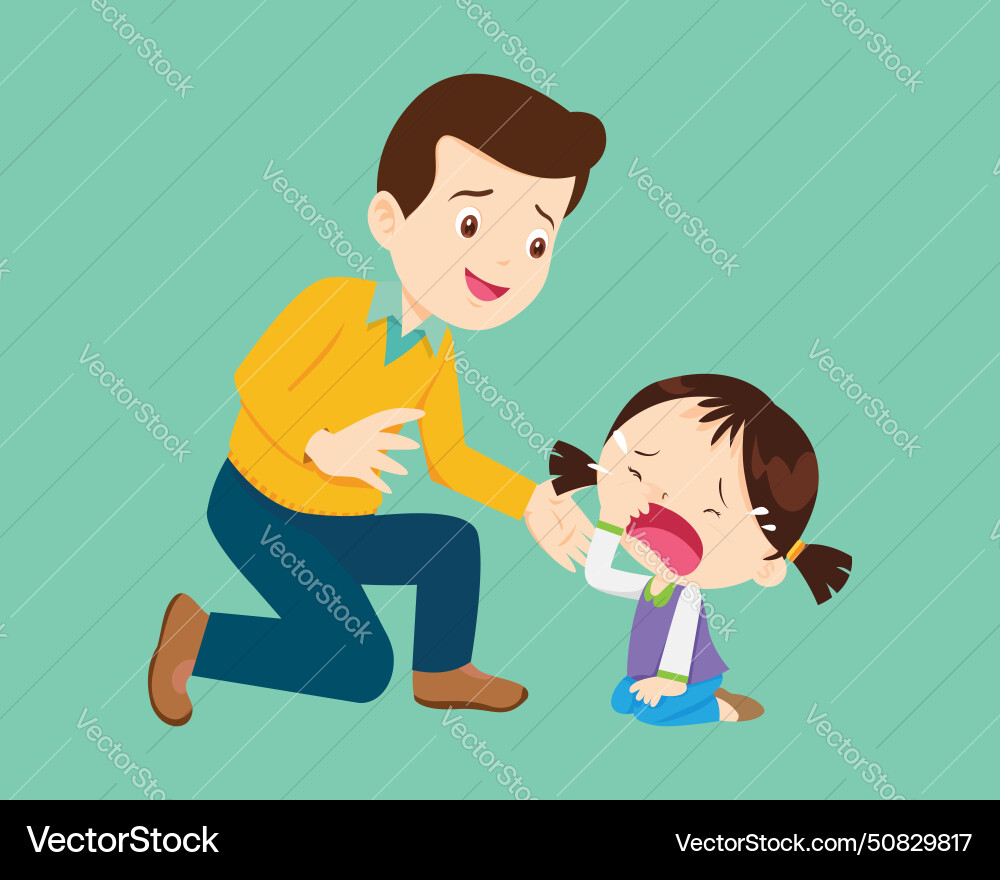 Comforting sad children with parent 2 Royalty Free Vector