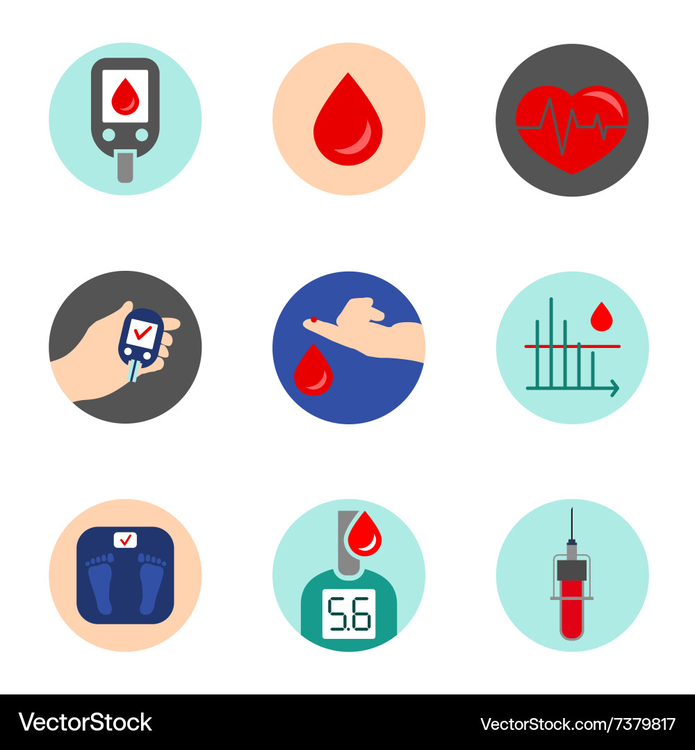 Diabetes Icon Set Royalty Free Vector Image - VectorStock