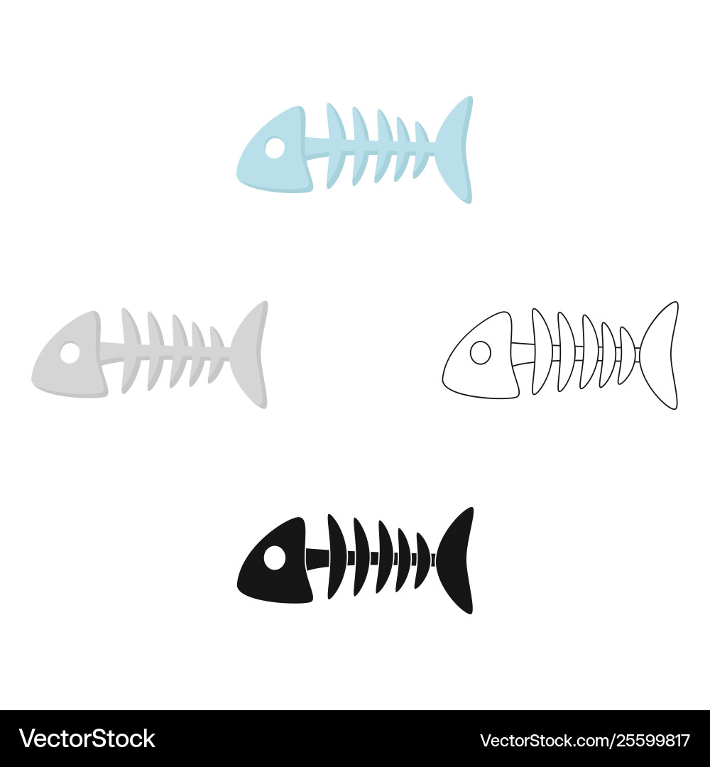 Fish bone icon in cartoonblack style isolated Vector Image
