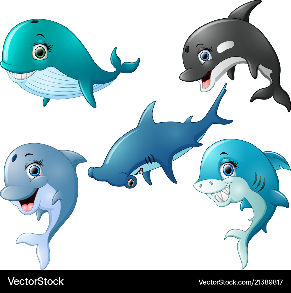 Fish cartoon set collection Royalty Free Vector Image