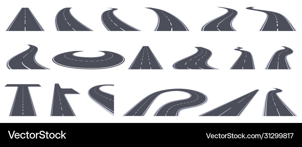 Road perspective view curving highway roads bend Vector Image