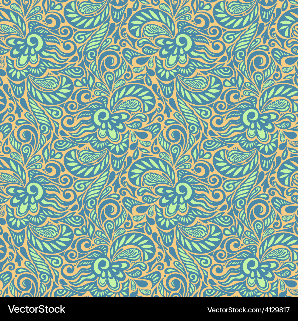 Seamless abstract curly floral pattern Royalty Free Vector