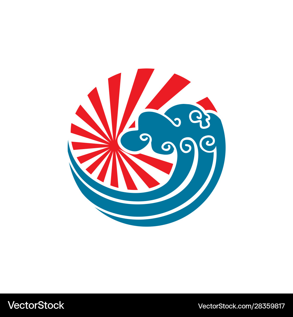 Sun and ocean waves Royalty Free Vector Image - VectorStock