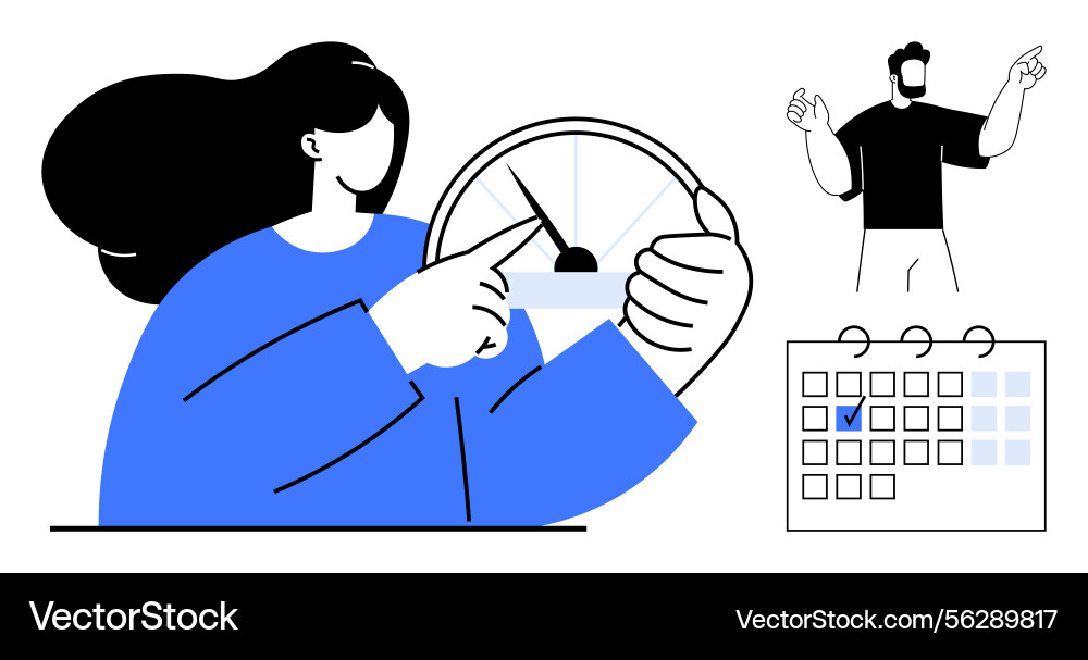 Time management concept with woman adjusting clock