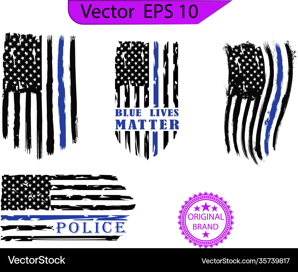 US Thin Blue Line Flag Royalty Free Vector Image