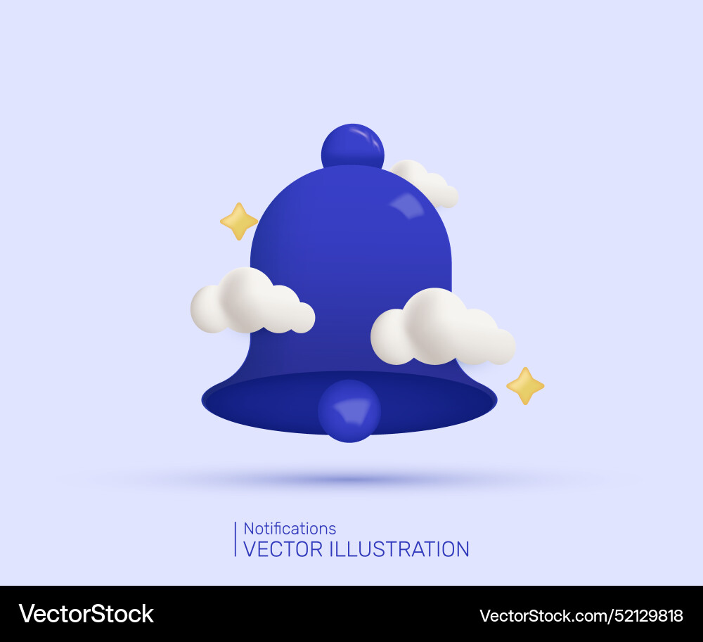 3d realistic blue bell notification concept icon Vector Image